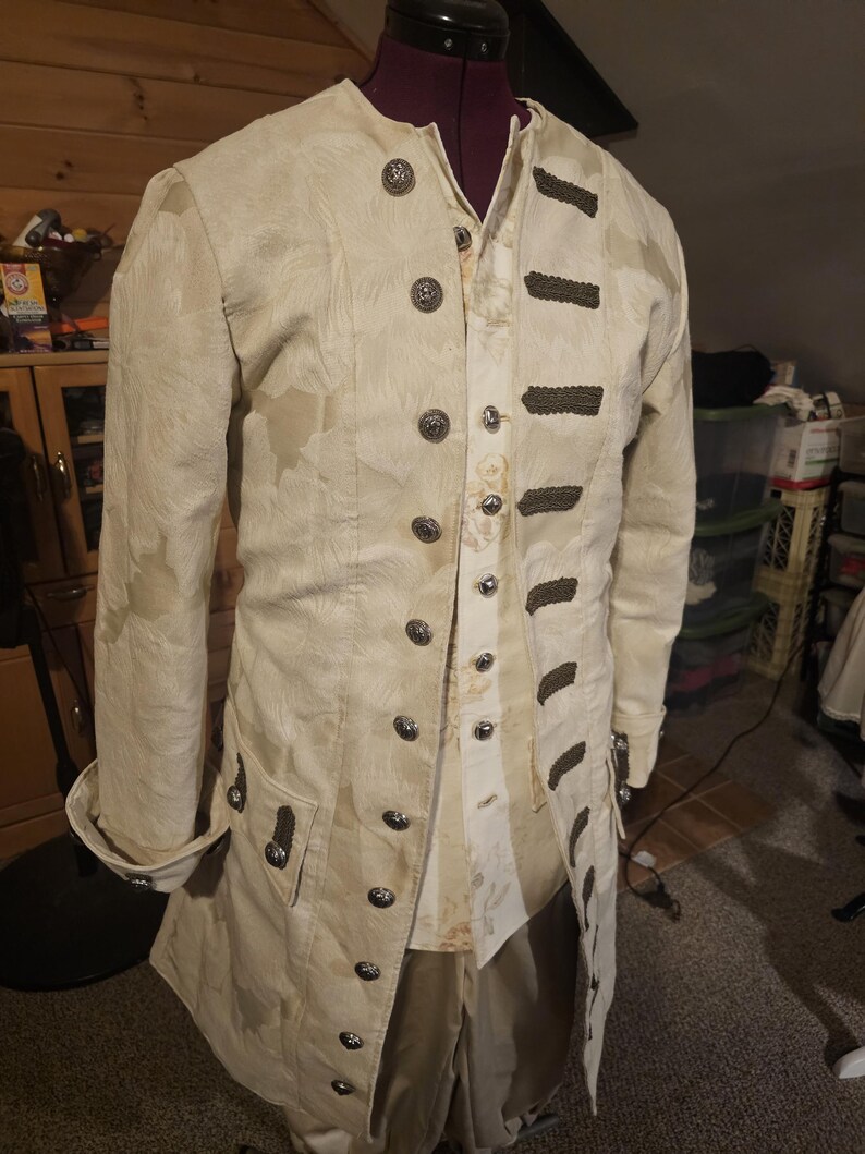 Ivory 18th Century Colonial Mens Ensemble Frock Coat Vest Breeches ...