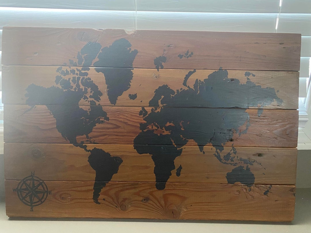 Wooden World Map - Etsy