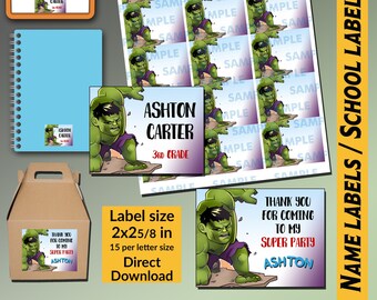Hulk Labels Party - Etsy