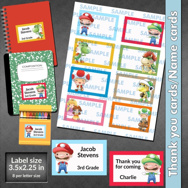 Super Mario Labels - Etsy