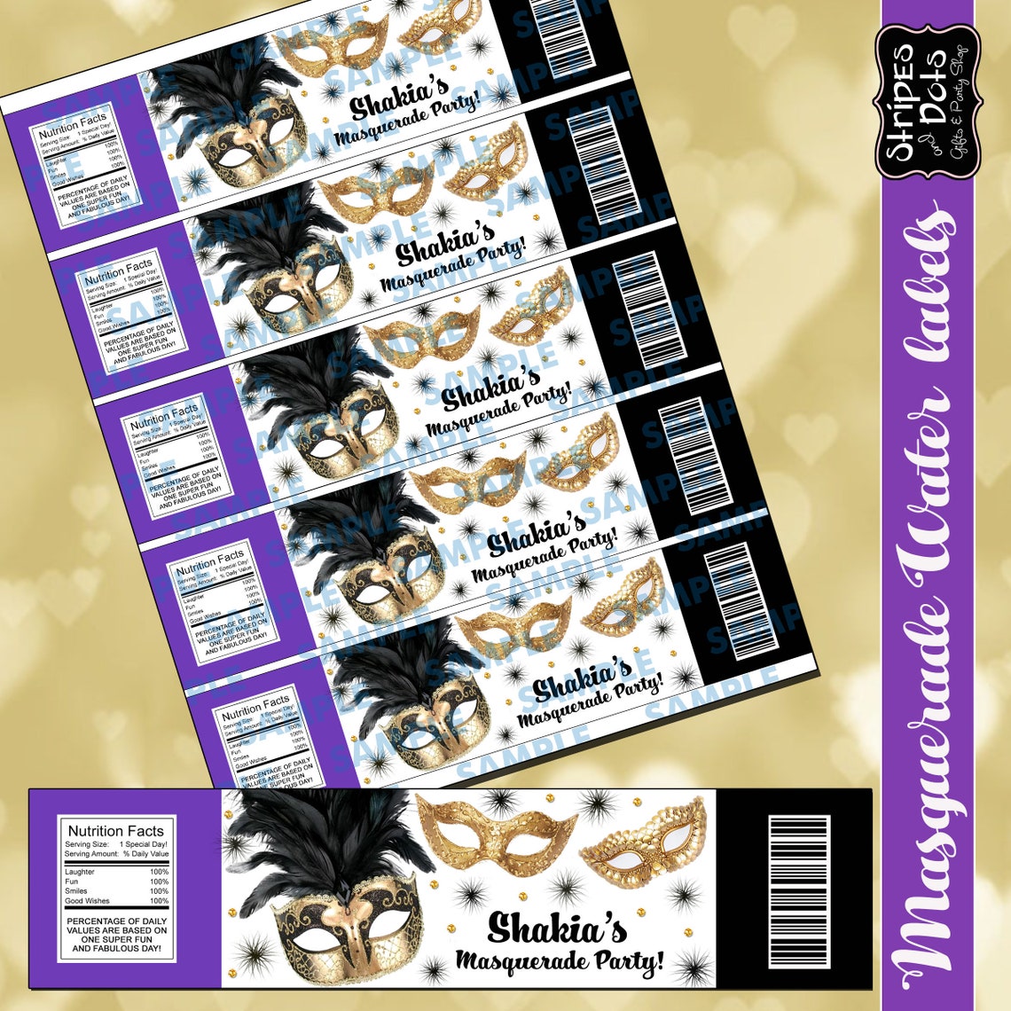 Masquerade Labelsmasquerade Party Masquerade Water Labels | Etsy