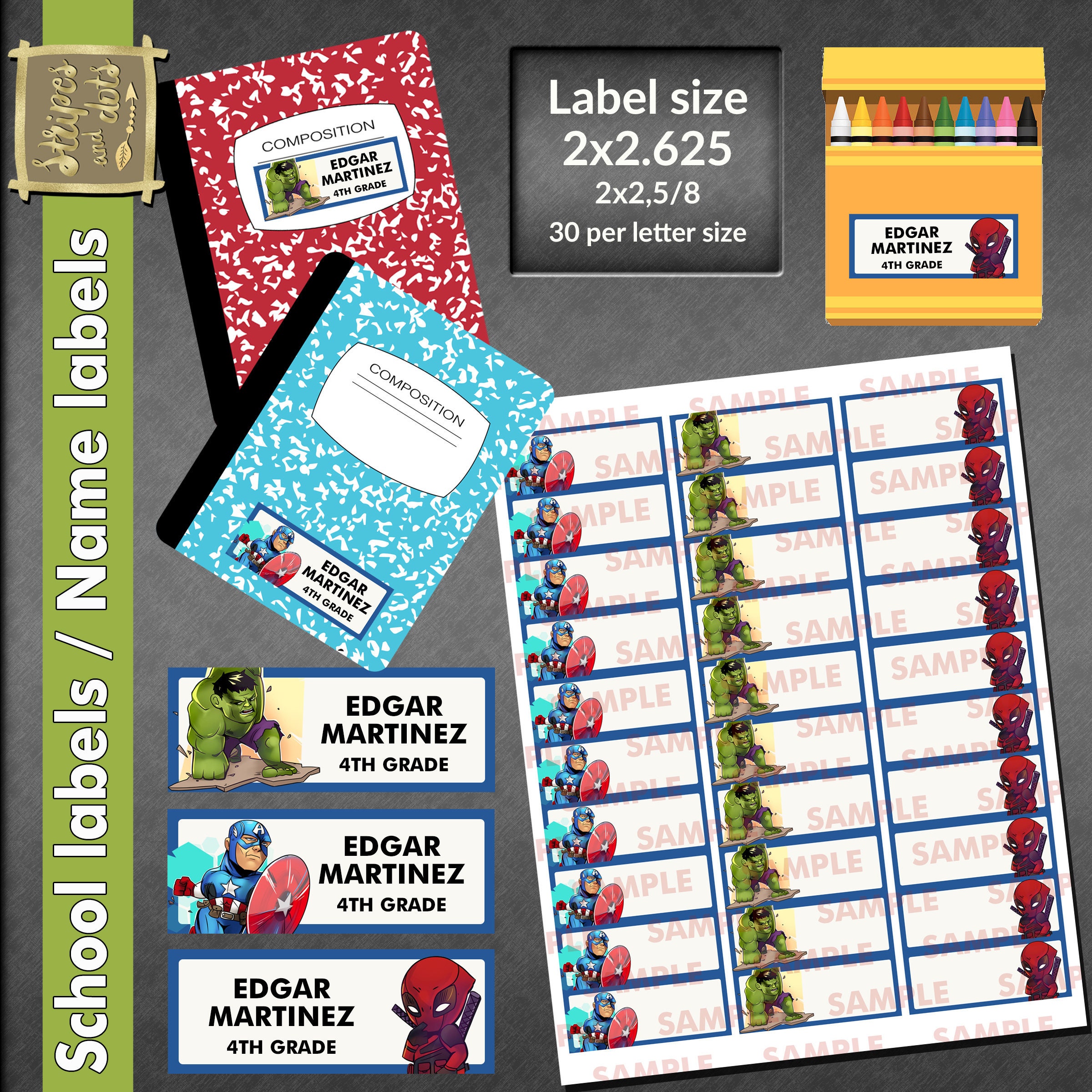 Superheroes Labelssuperheroes Name Labelsschool Labelsname - Etsy