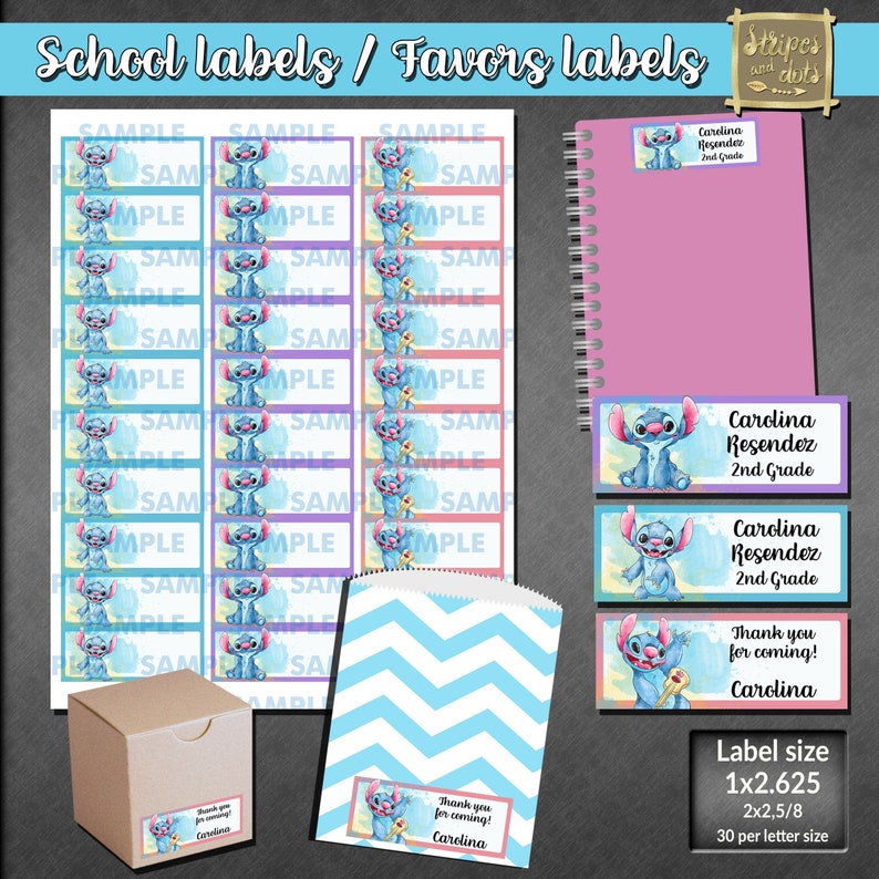 Stitch Labelsstitch Name Labelsschool Labelsname - Etsy