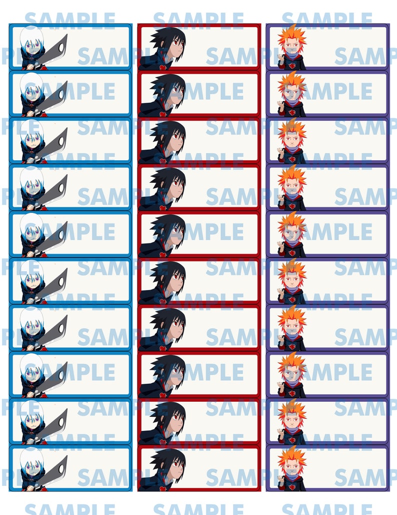 Anime Labelsanime Name Labelsschool Labelsname - Etsy