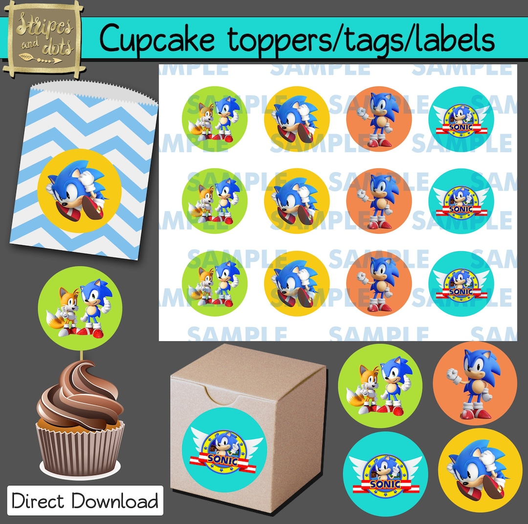 Printable Sonic Cupcake Topperssonic Stickerssonic Cupcake - Etsy
