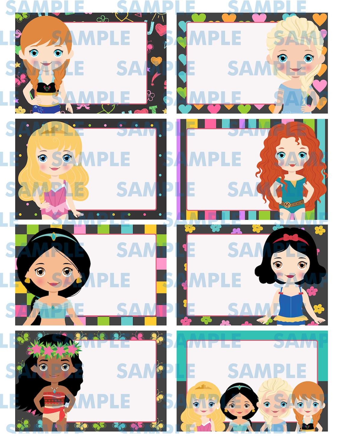 Princess Printable Labels-princess Name Cards-princess School | Etsy