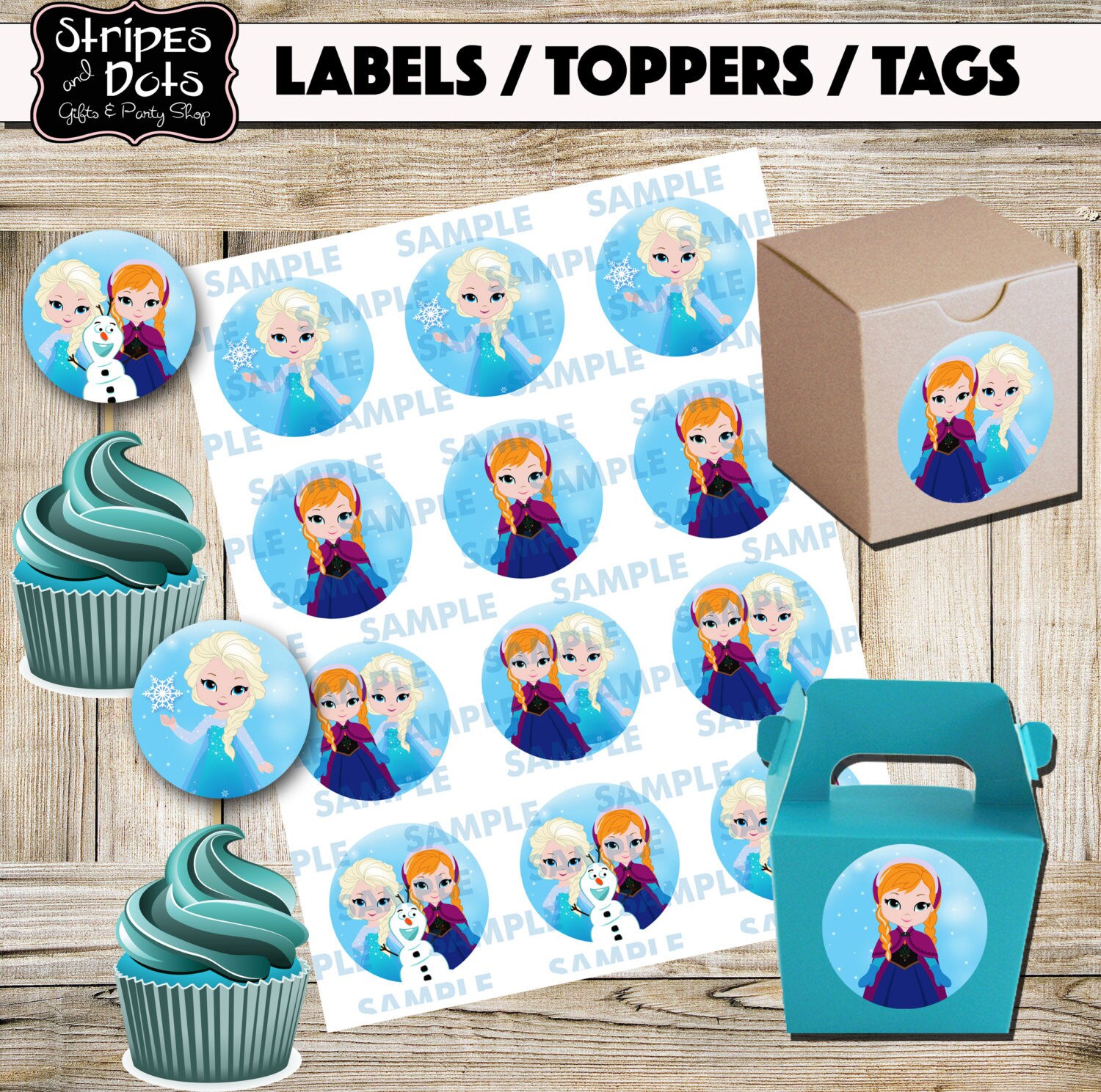 Frozen Cupcake Toppers-frozen Labels-frozen Stickers-frozen | Etsy