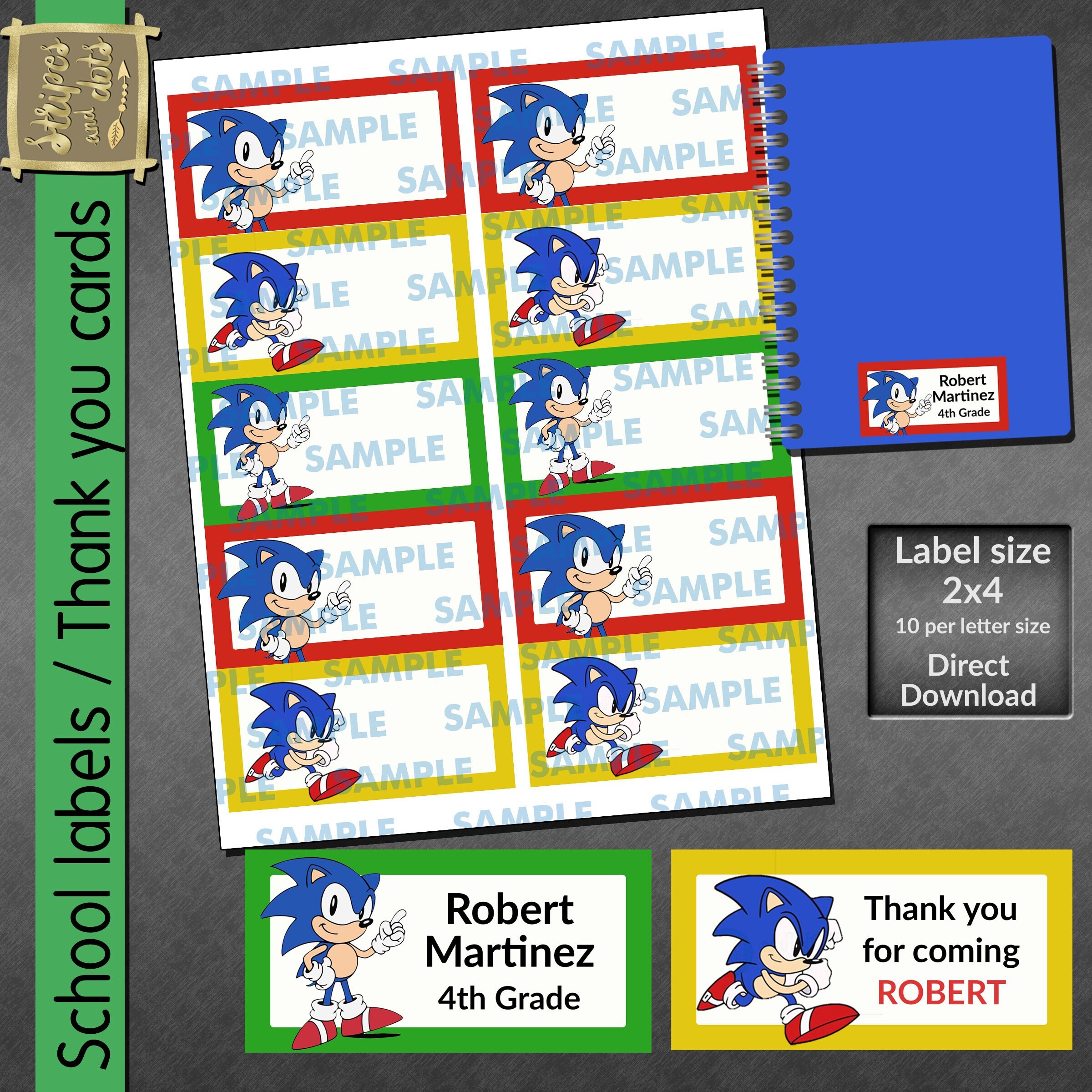 Sonic School Labelssonic Labelssonic Partysonic - Etsy Australia