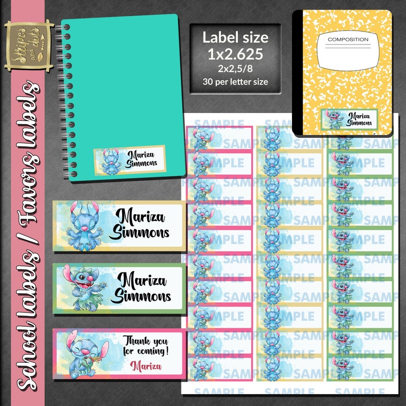 Stitch Labelsstitch Name Labelsschool Labelsname - Etsy