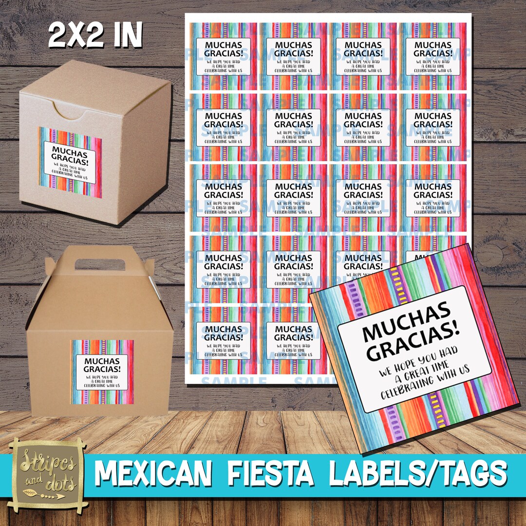 Mexican Fiesta Labels-mexican Party Tags-mexican Party - Etsy