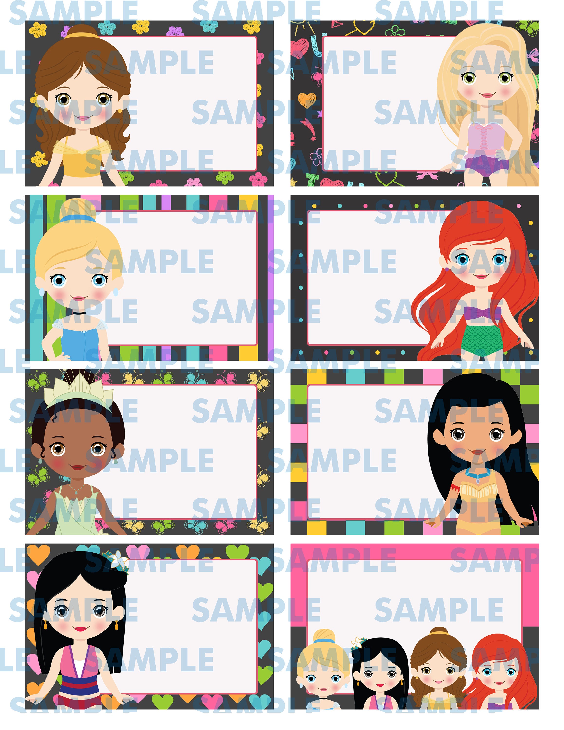 Princess Printable Labels-Princess Name Cards-Princess School | Etsy