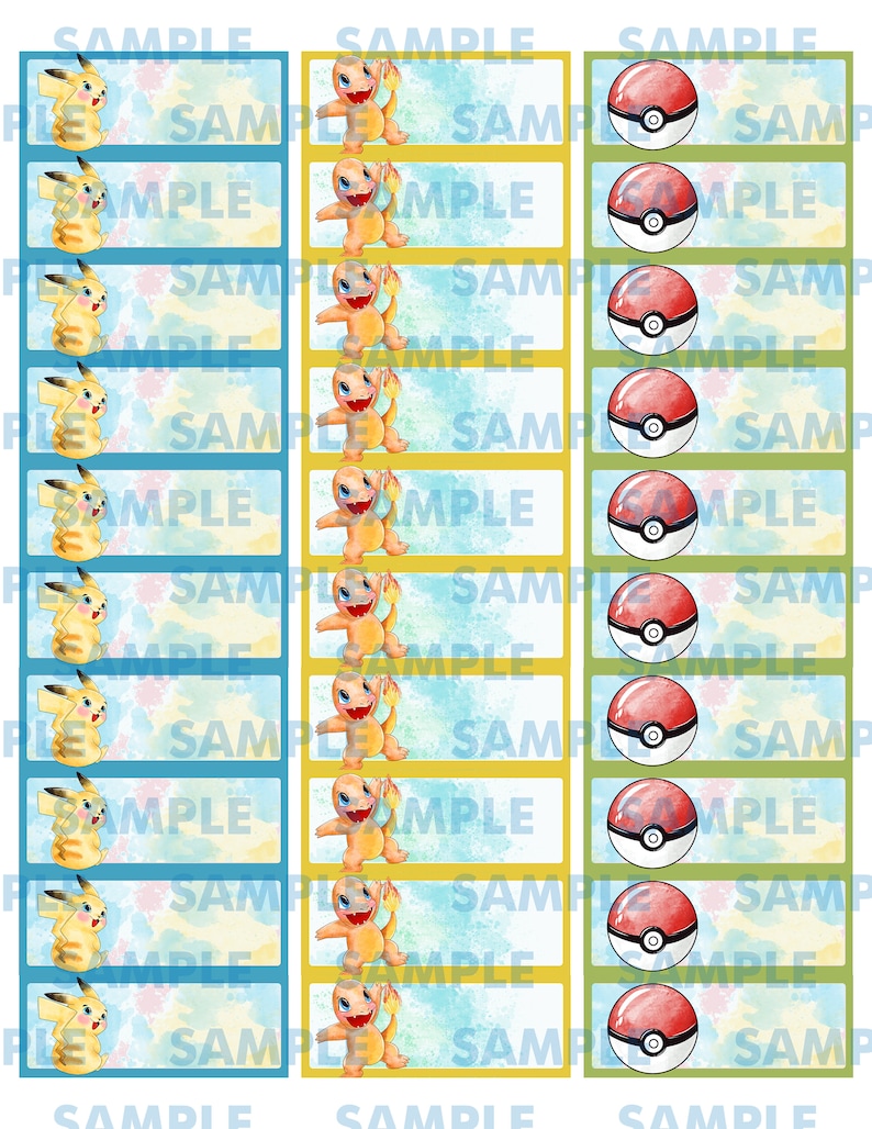 Pokemon Labelspokemon Name Labelsschool Labelsname - Etsy
