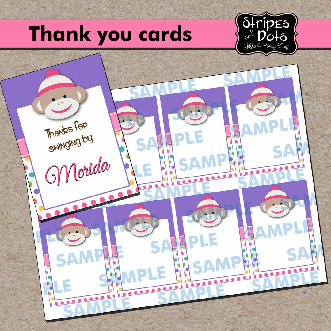 Sock Monkey Printable Labelssock Monkey Name Cardssock - Etsy