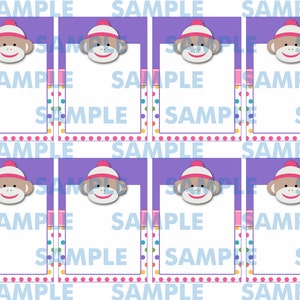Sock Monkey Printable Labelssock Monkey Name Cardssock - Etsy