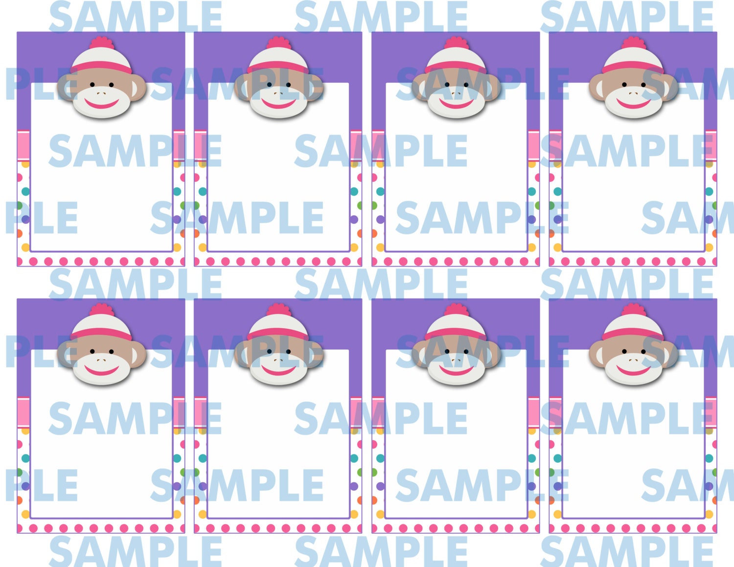 Sock Monkey Printable Labelssock Monkey Name Cardssock | Etsy