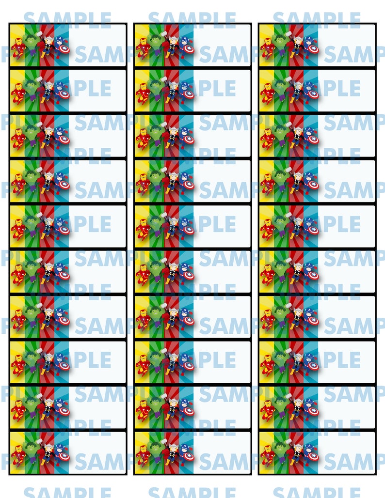 Superheroes Labelssuperheroes Name Labelsschool Labelsname - Etsy