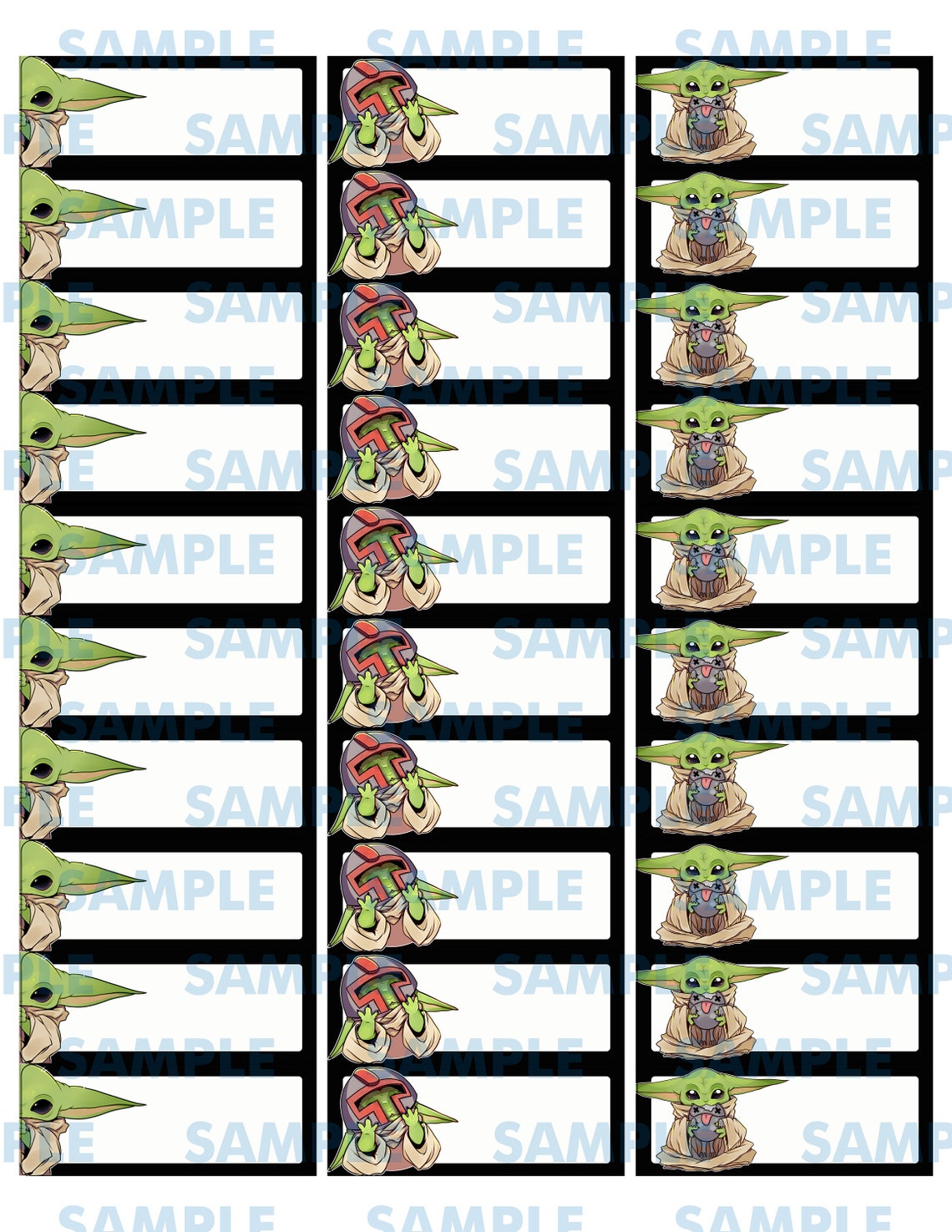 Baby Yoda Labelsbaby Yoda Name Labelsschool Labelsname | Etsy