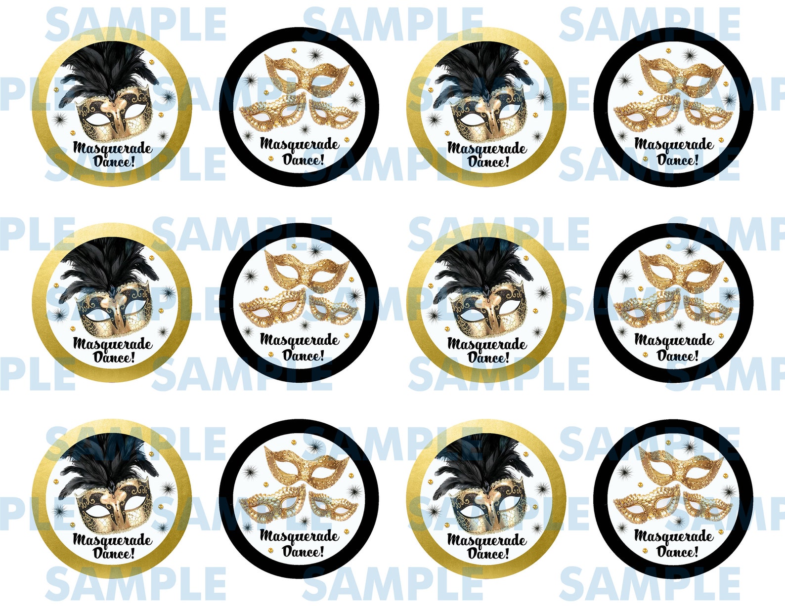 Masquerade Cupcake Toppers Masquerade Stickers-masquerade | Etsy