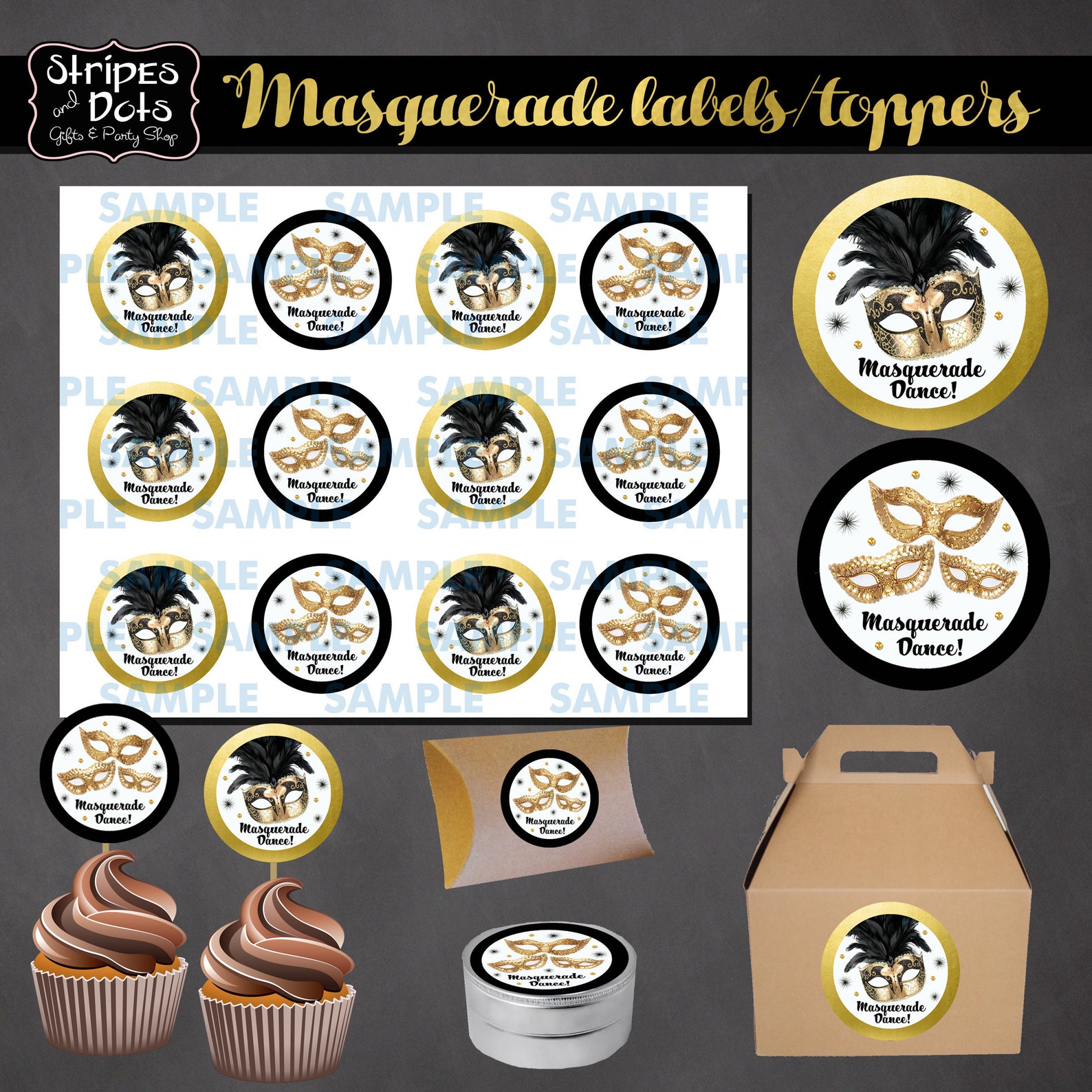 Masquerade Cupcake Toppers Masquerade Stickers-masquerade - Etsy