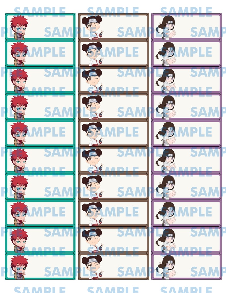 Anime Labelsanime Name Labelsschool Labelsname - Etsy