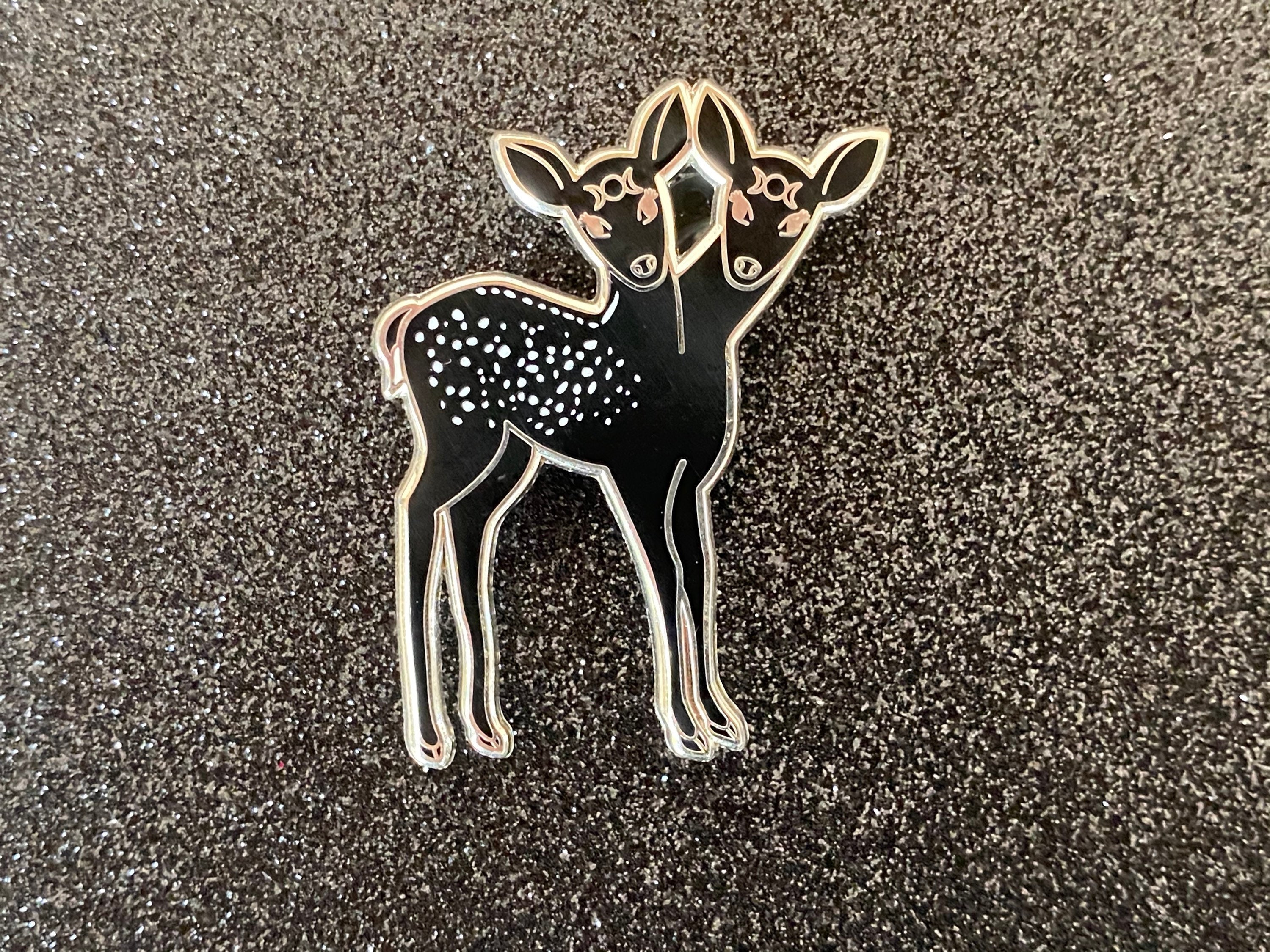 Double Headed Deer Enamel Pin - Hard Enamel Pin - Doe Pin - Creepy Pin ...