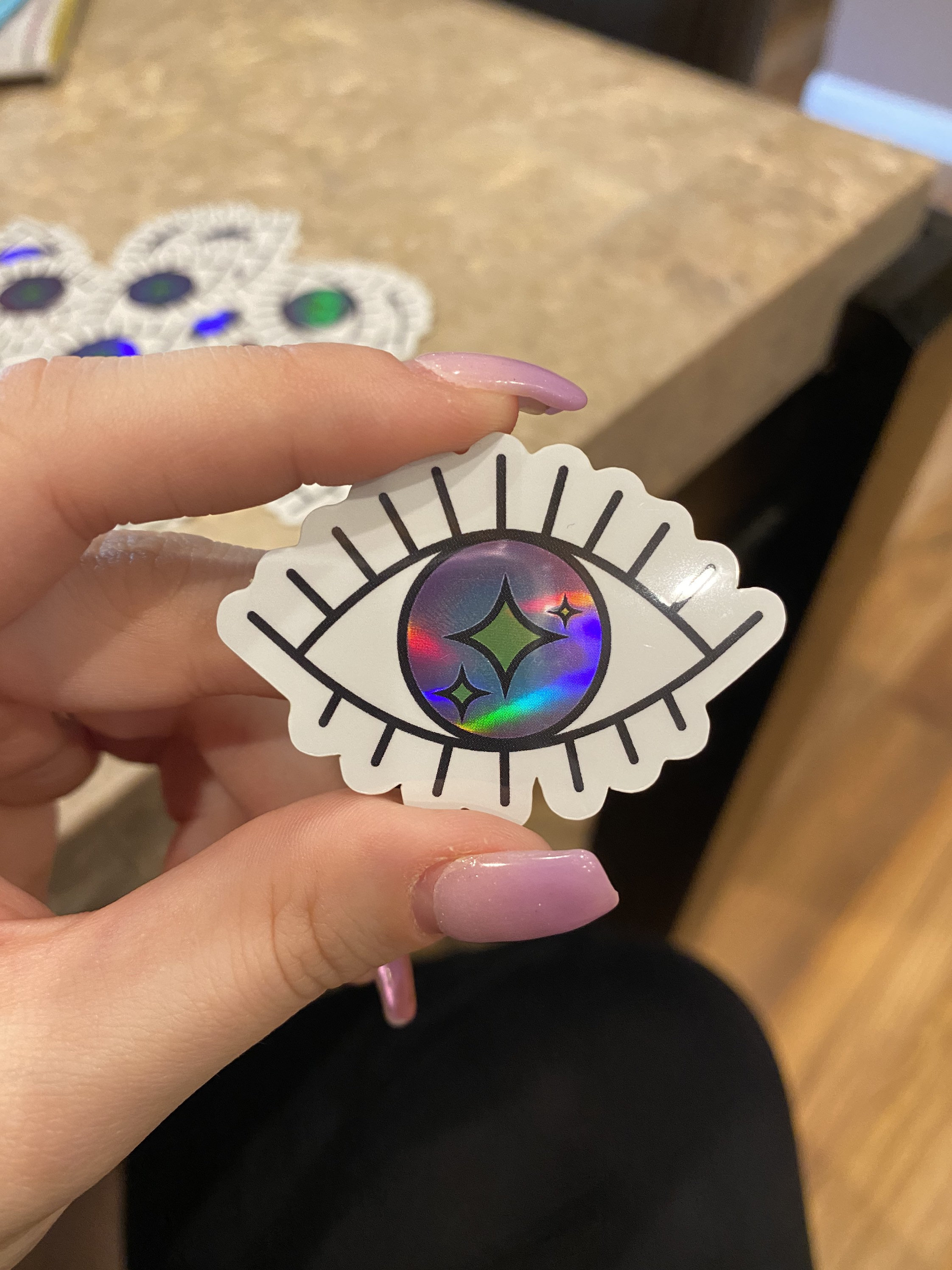 Cute Eye Holographic Sticker Dainty Oddities Holographic Logo Sticker ...