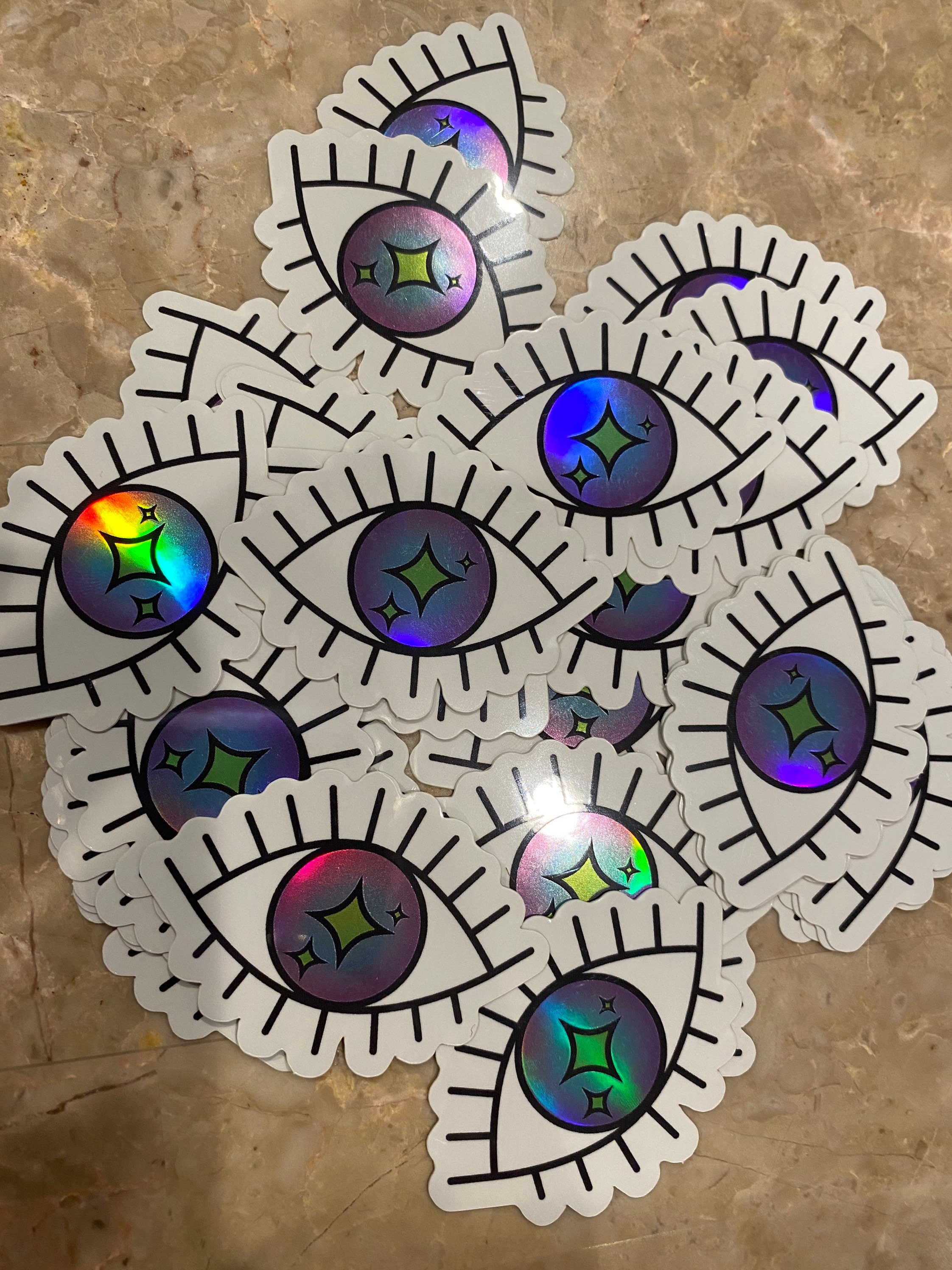 Cute Eye Holographic Sticker Dainty Oddities Holographic Logo Sticker ...