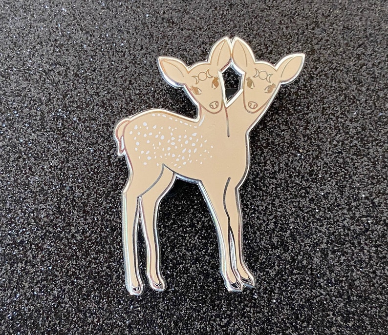 Double Headed Deer Enamel Pin - Hard Enamel Pin - Doe Pin - Creepy Pin ...