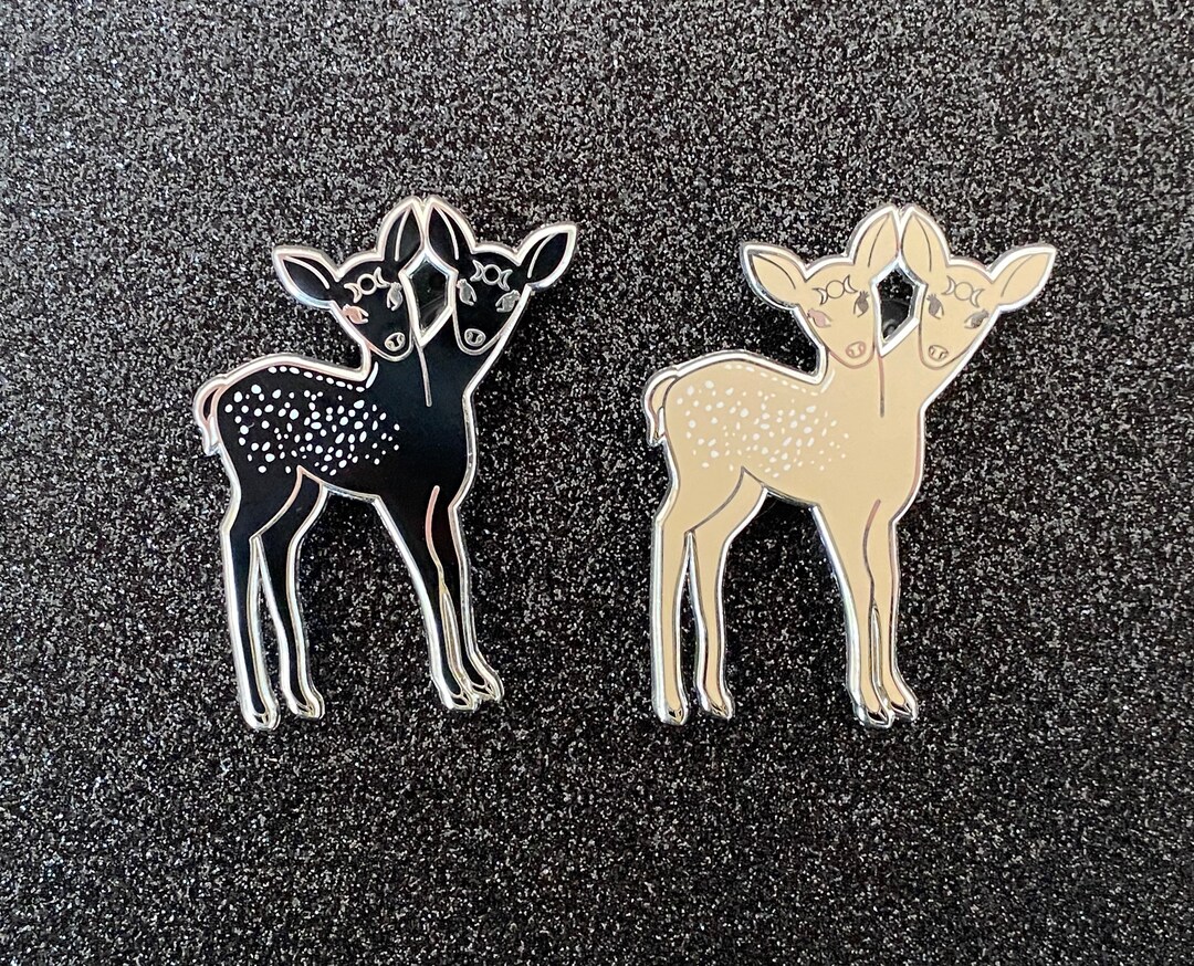 Double Headed Deer Enamel Pin - Hard Enamel Pin - Doe Pin - Creepy Pin ...