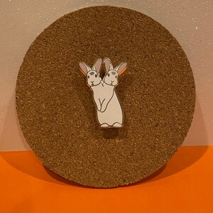 Double Headed Bunny Enamel Pin Bunny Pin Rabbit Pin White Rabbit Black ...