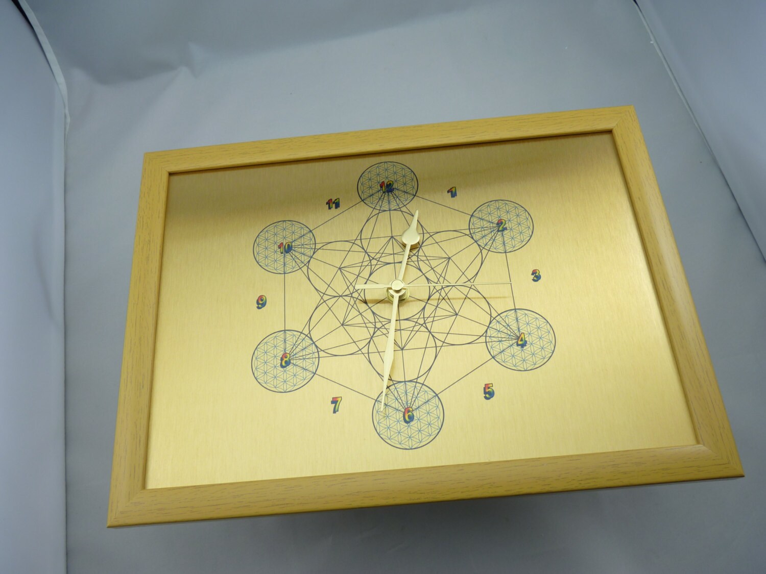 Metatron Cube Sacred Geometry WALL CLOCK, Brushed Metal, Silent Non ...