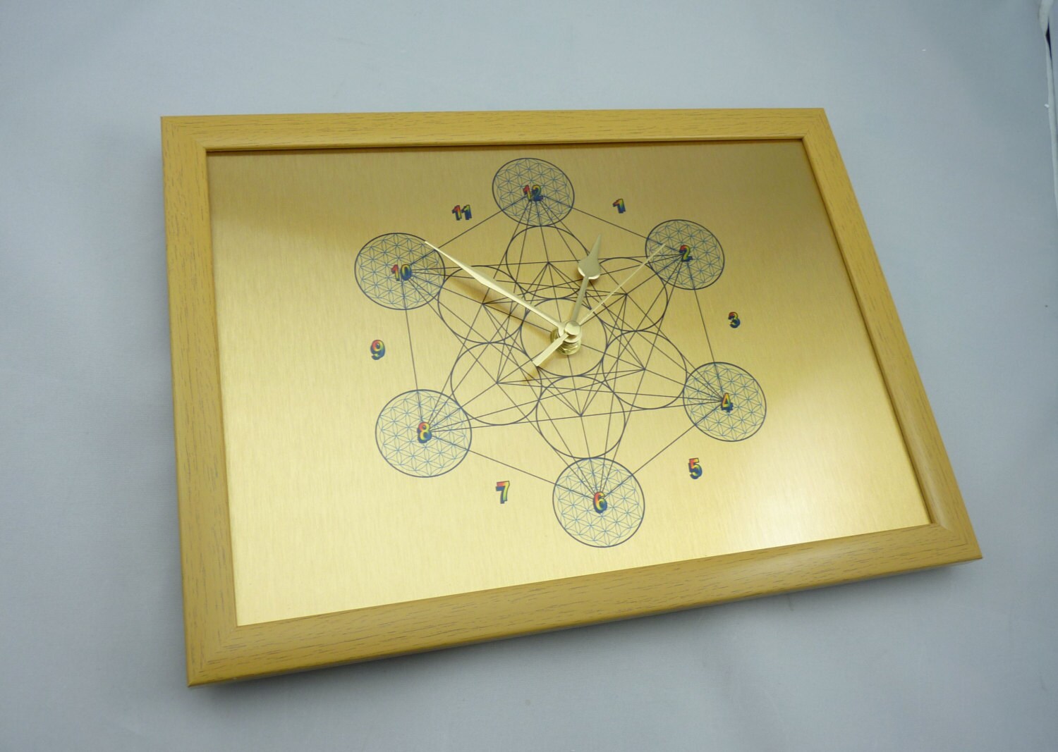 Metatron Cube Sacred Geometry WALL CLOCK, Brushed Metal, Silent Non ...