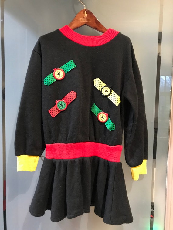 Vintage Nanette 1980’s knit Clock inspired dress 4T - Gem