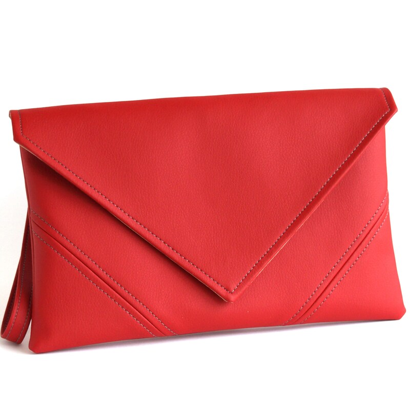 Red Leather Clutch - Etsy