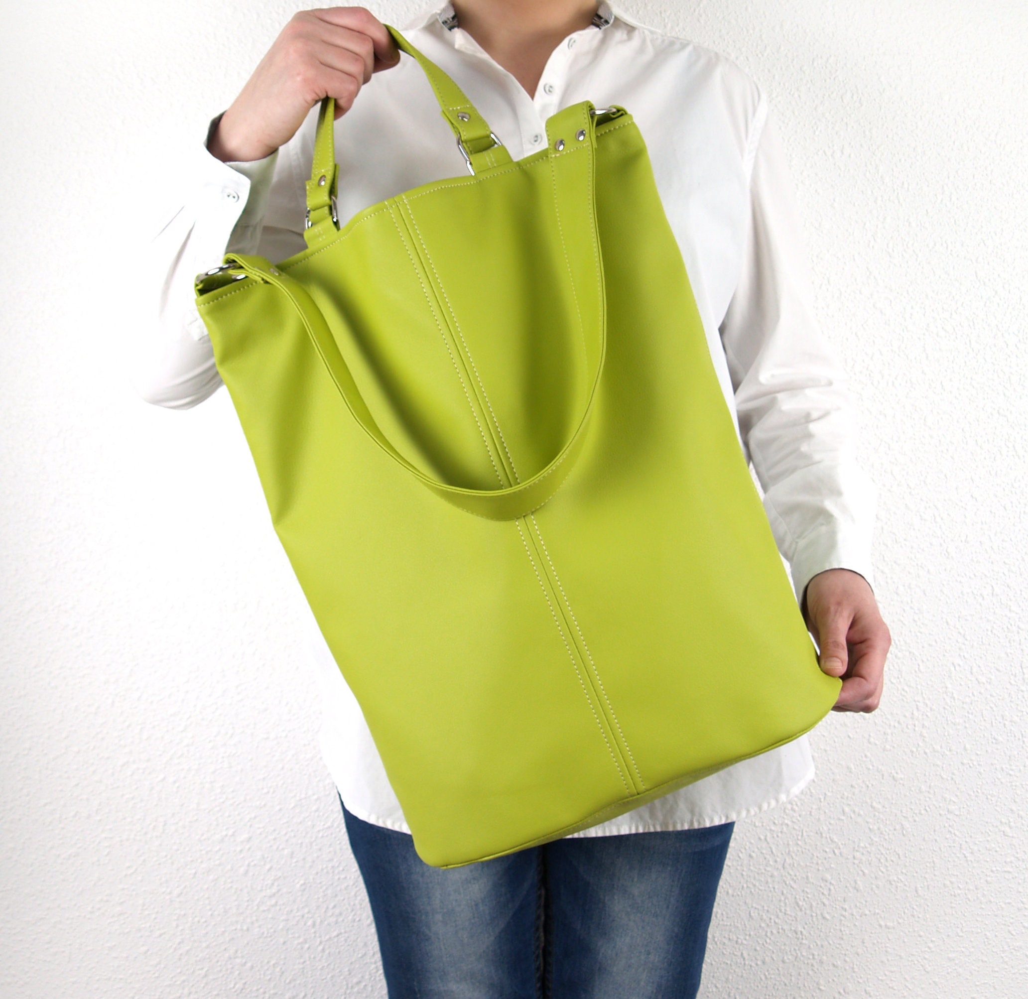 Custom Tote Bags Tote Bag Leather Laptop Bag Vegan Leather | Etsy