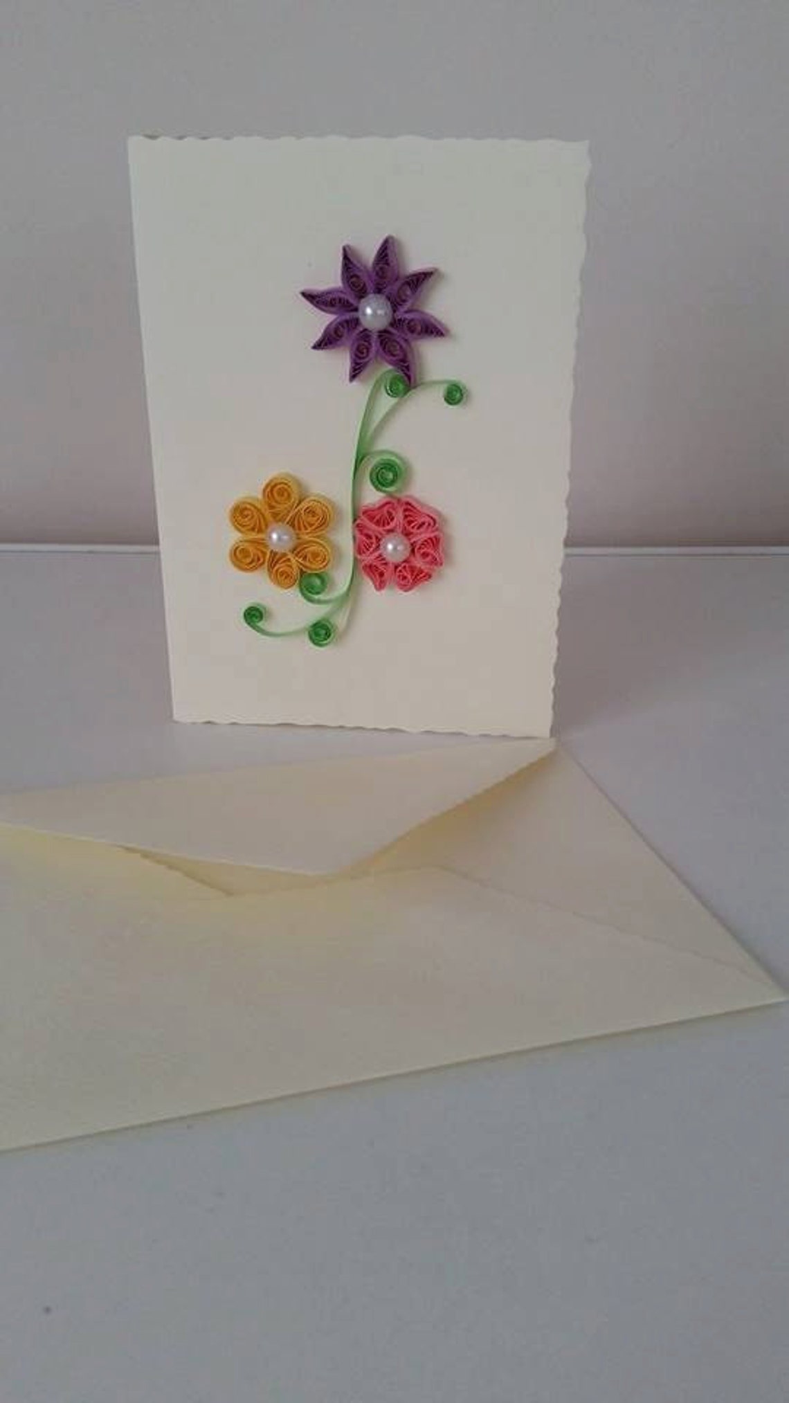 Quilled Card Paper Card Quilled Flower Quilled Gift - Etsy