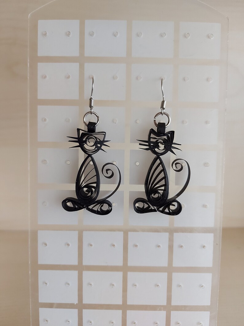 Black Cat Earring Halloween Jewelry Quilling Earring Cat - Etsy