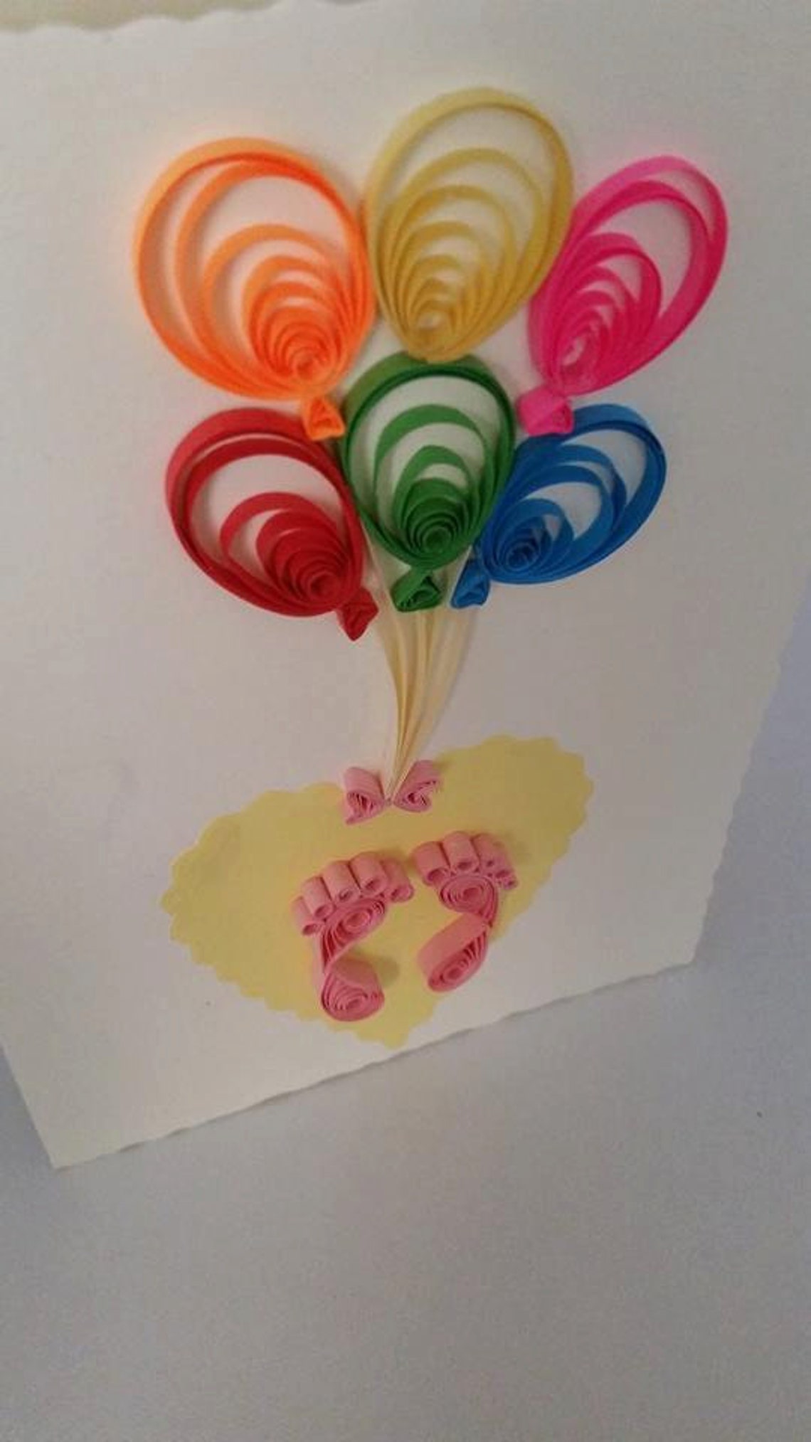 Quilled Card Paper Card Quilled Baby Feet Quilled Gift - Etsy