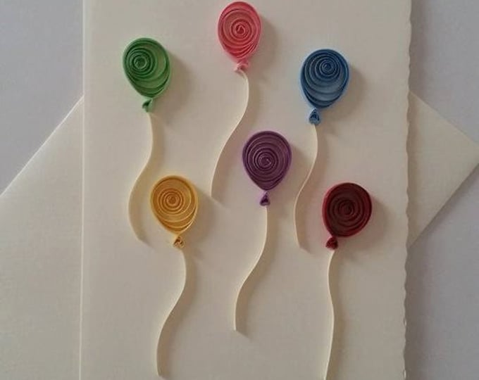 Quilled Card Paper Card Quilled Balloon Quilled Gift - Etsy