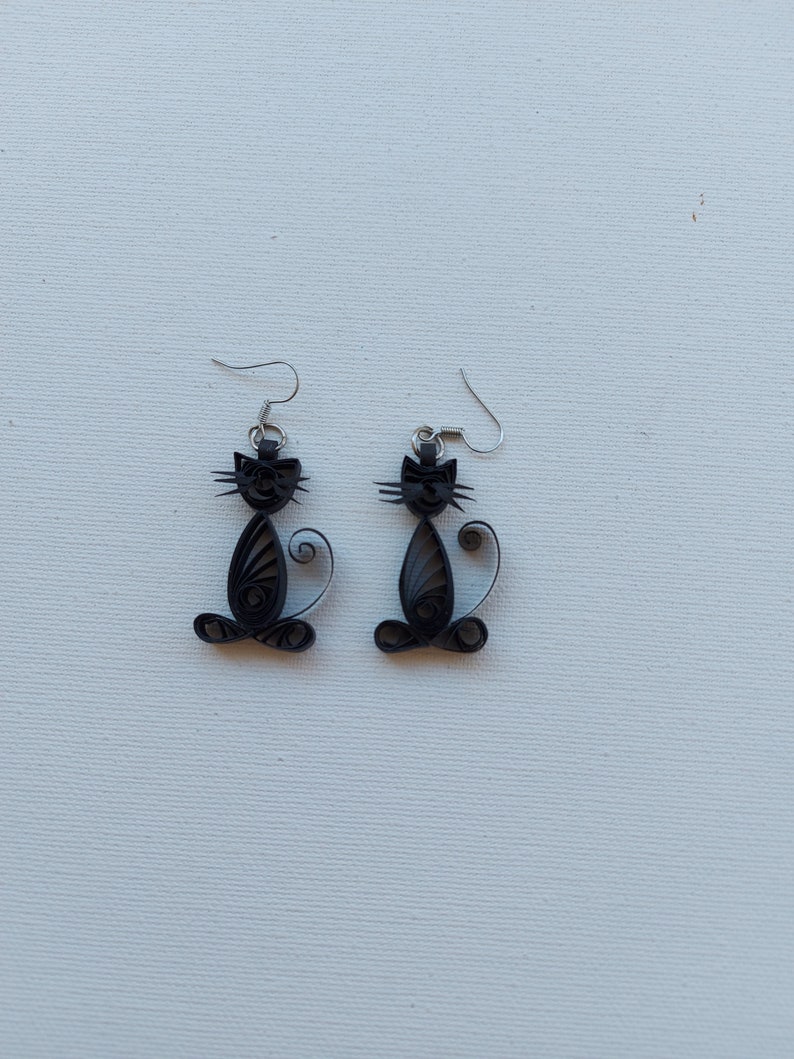 Black Cat Earring Halloween Jewelry Quilling Earring Cat - Etsy