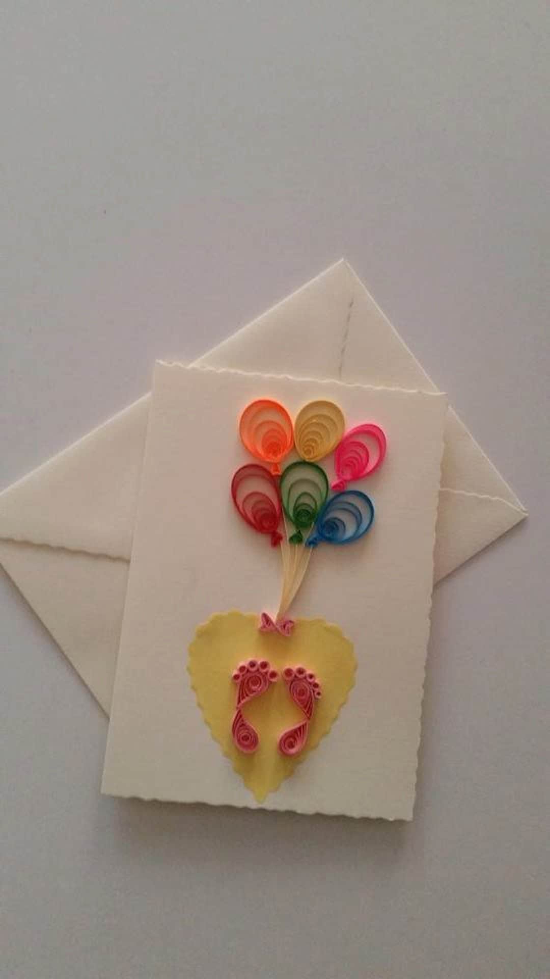 Quilled Card, Paper Card, Quilled Baby Feet, Quilled Gift, Greeting ...