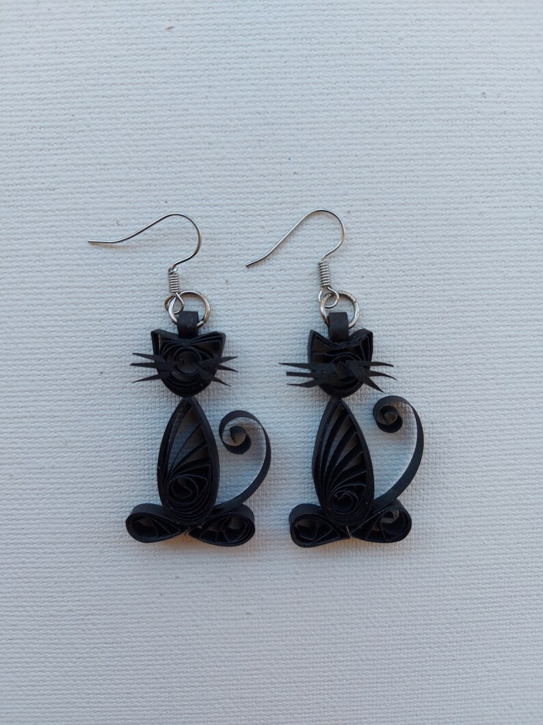 Black Cat Earring Halloween Jewelry Quilling Earring Cat - Etsy