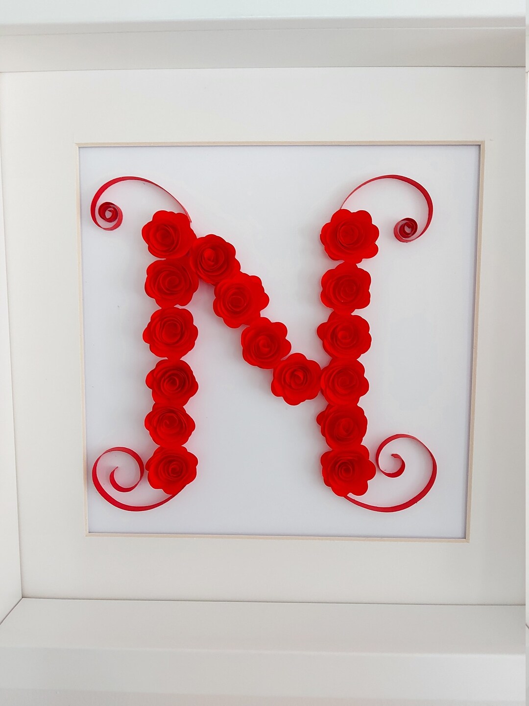 Shadow Box Initial & Name Personalized Flower Frame Paper - Etsy