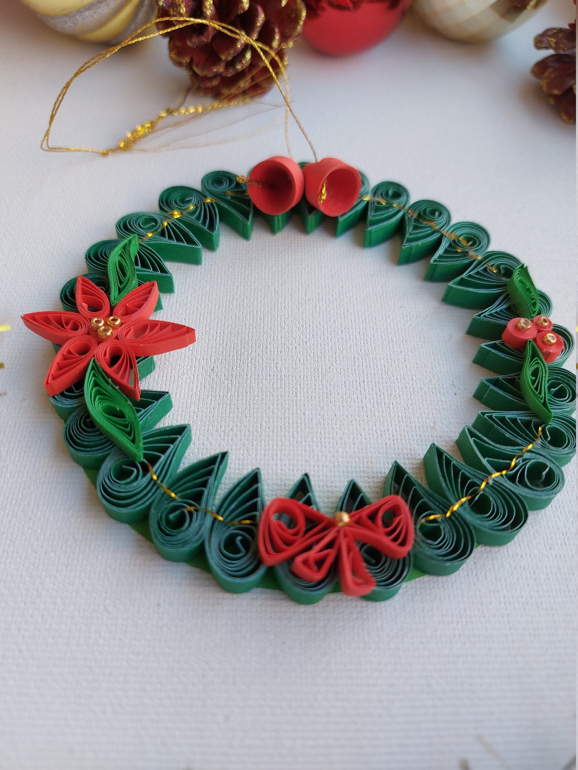 Quilling Wreath, Christmas Tree Ornament, Window Decoration, Christmas ...