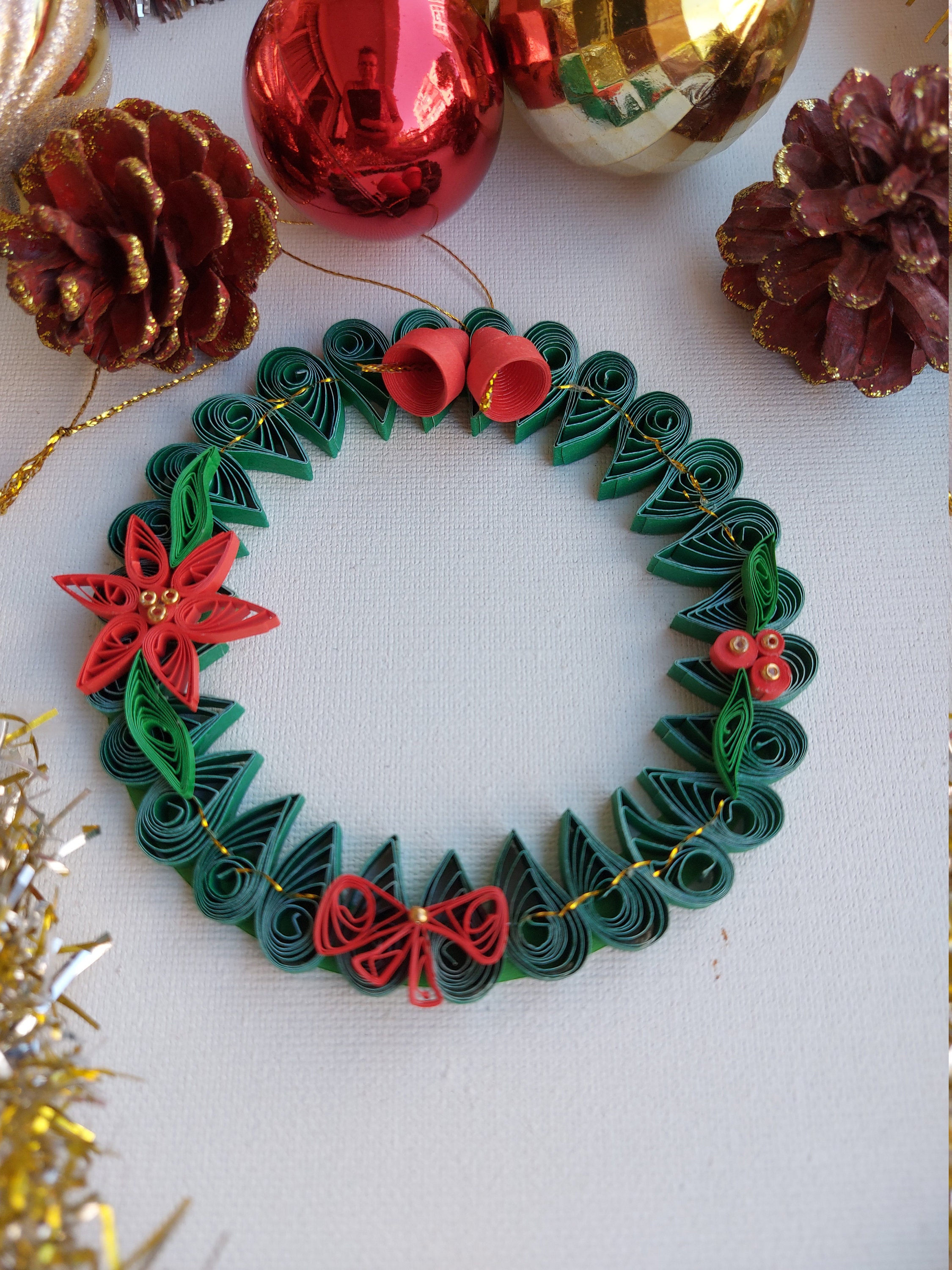 Quilling Wreath, Christmas Tree Ornament, Window Decoration, Christmas ...