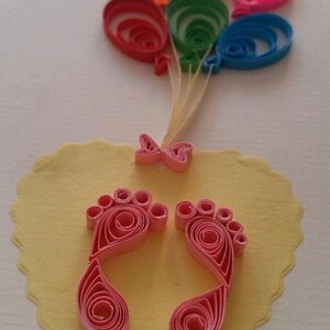 Quilled Card, Paper Card, Quilled Baby Feet, Quilled Gift, Greeting ...