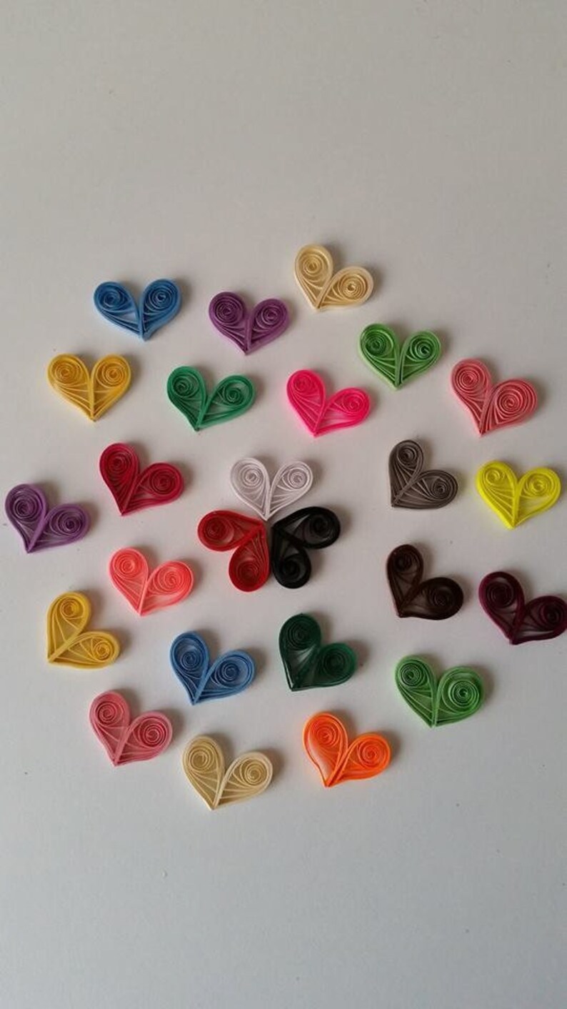 25 Pieces Quilling Heart, Quilled Heart, Quilled Ornament, Quilling Art ...