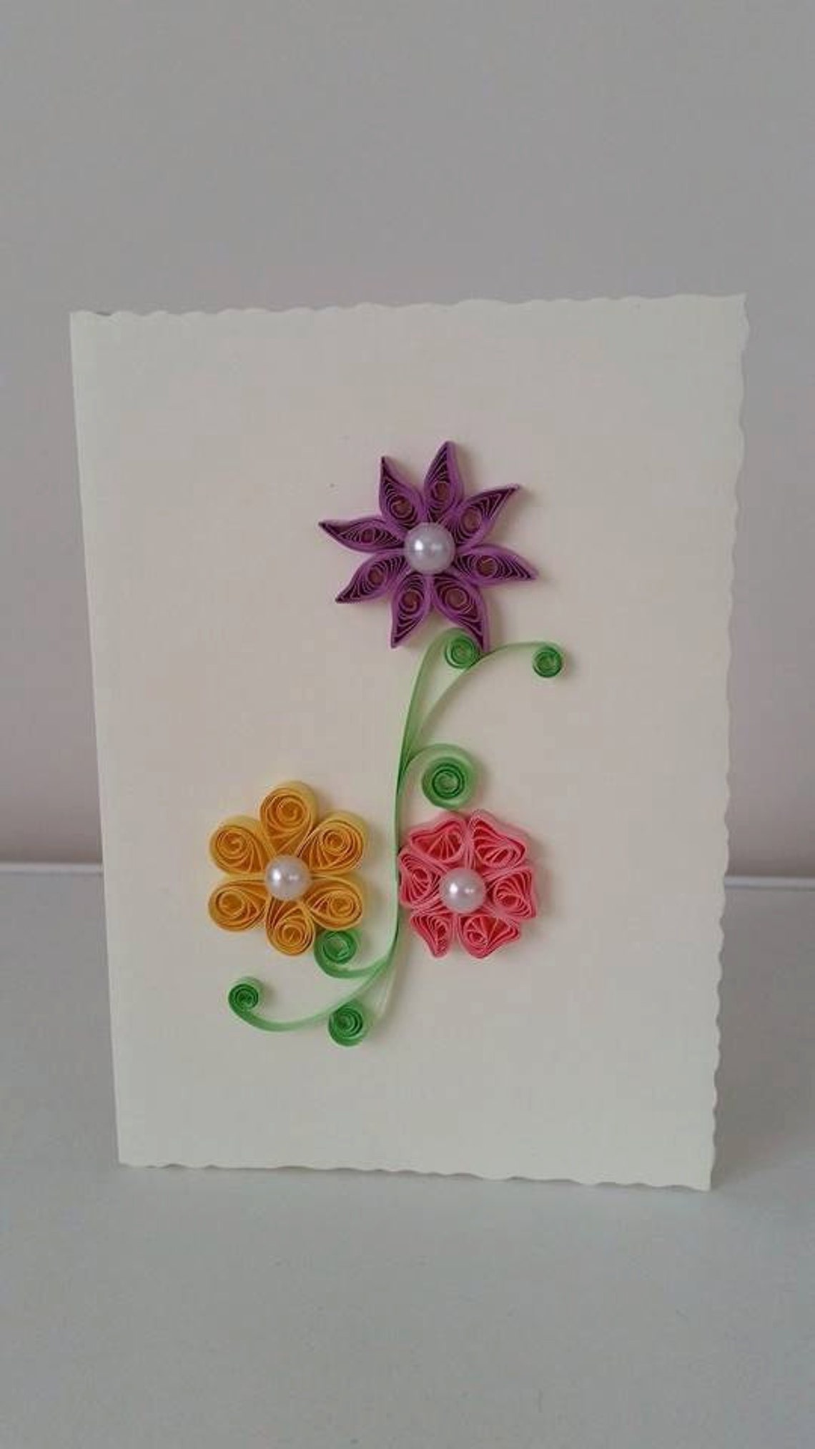 Quilled Card Paper Card Quilled Flower Quilled Gift - Etsy