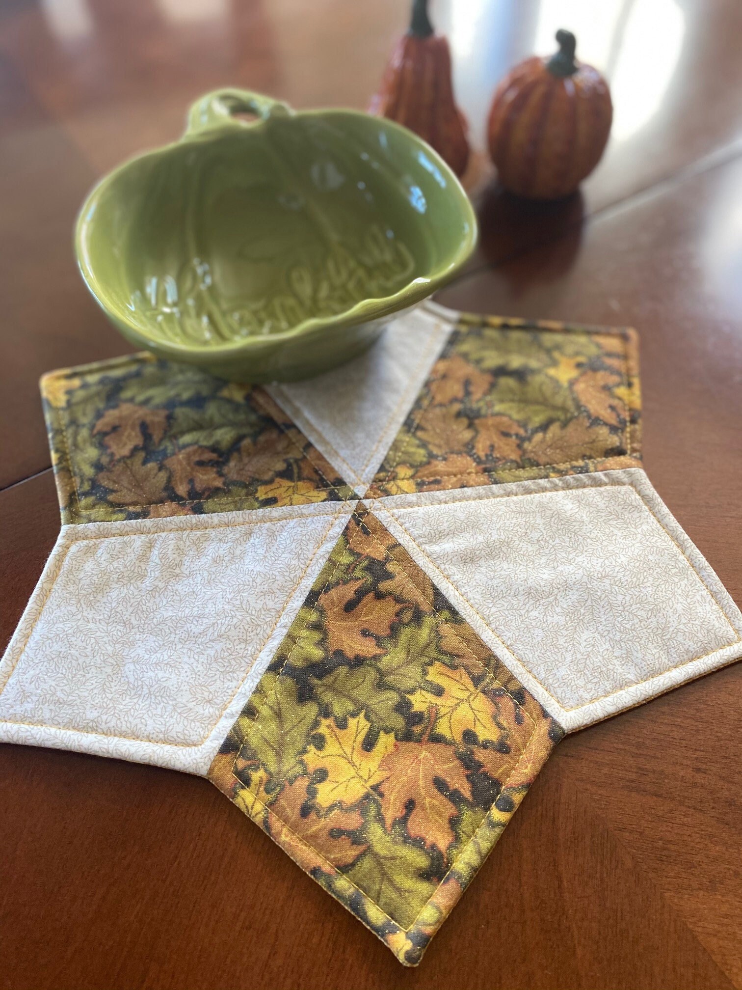 Falling Leaves Quilted Table Topper Fall Mug Rug Fall Leaf - Etsy