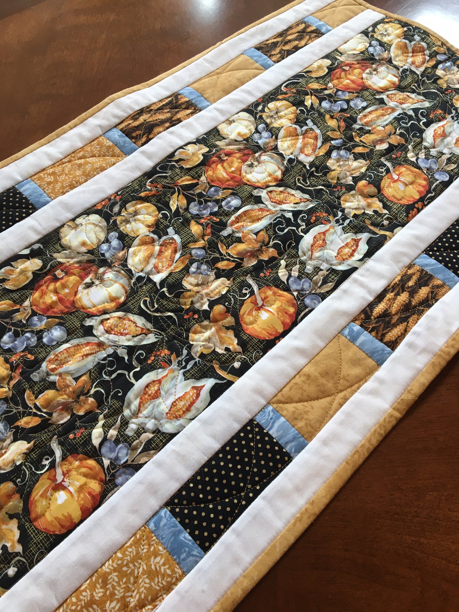 Handcrafted Quilted Table Runner Featuring Fall Themed Colors and ...